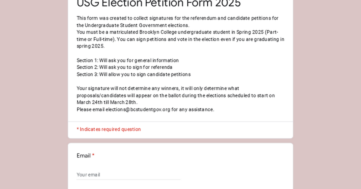 USG Petition Form 2025