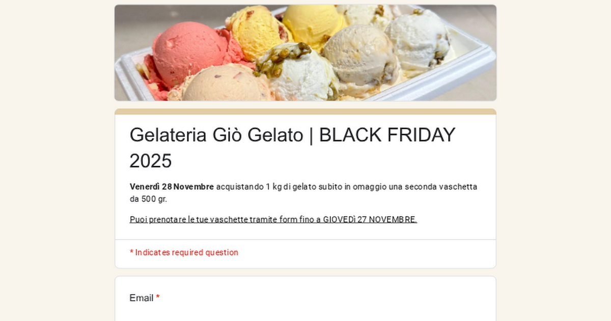 Gelateria Giò Gelato | BLACK FRIDAY 2025
