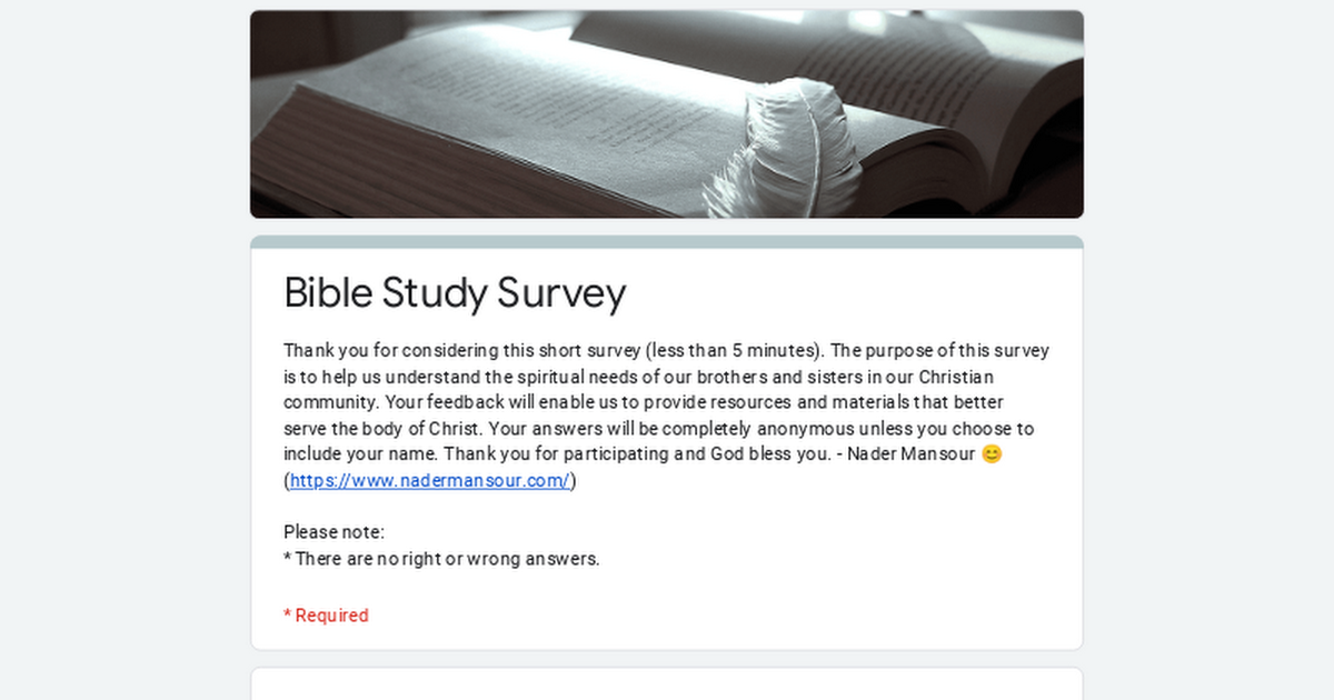Bible Study Survey